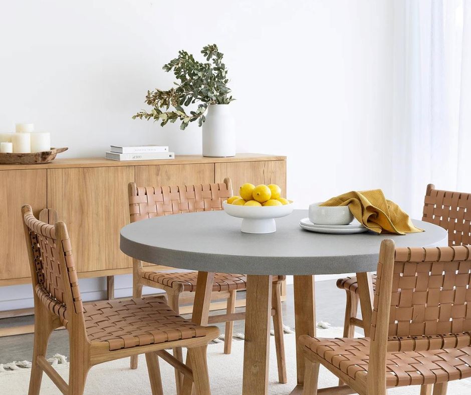 Amalfi Pebble Grey 160cm Round Dining Table | Handcrafted Stone Top ...
