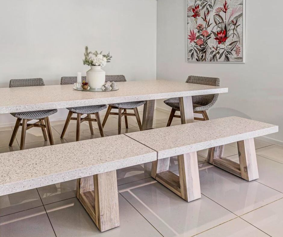 Amalfi Terrazzo Stone Bench Seat – Handcrafted Elegance – SUN REPUBLIC