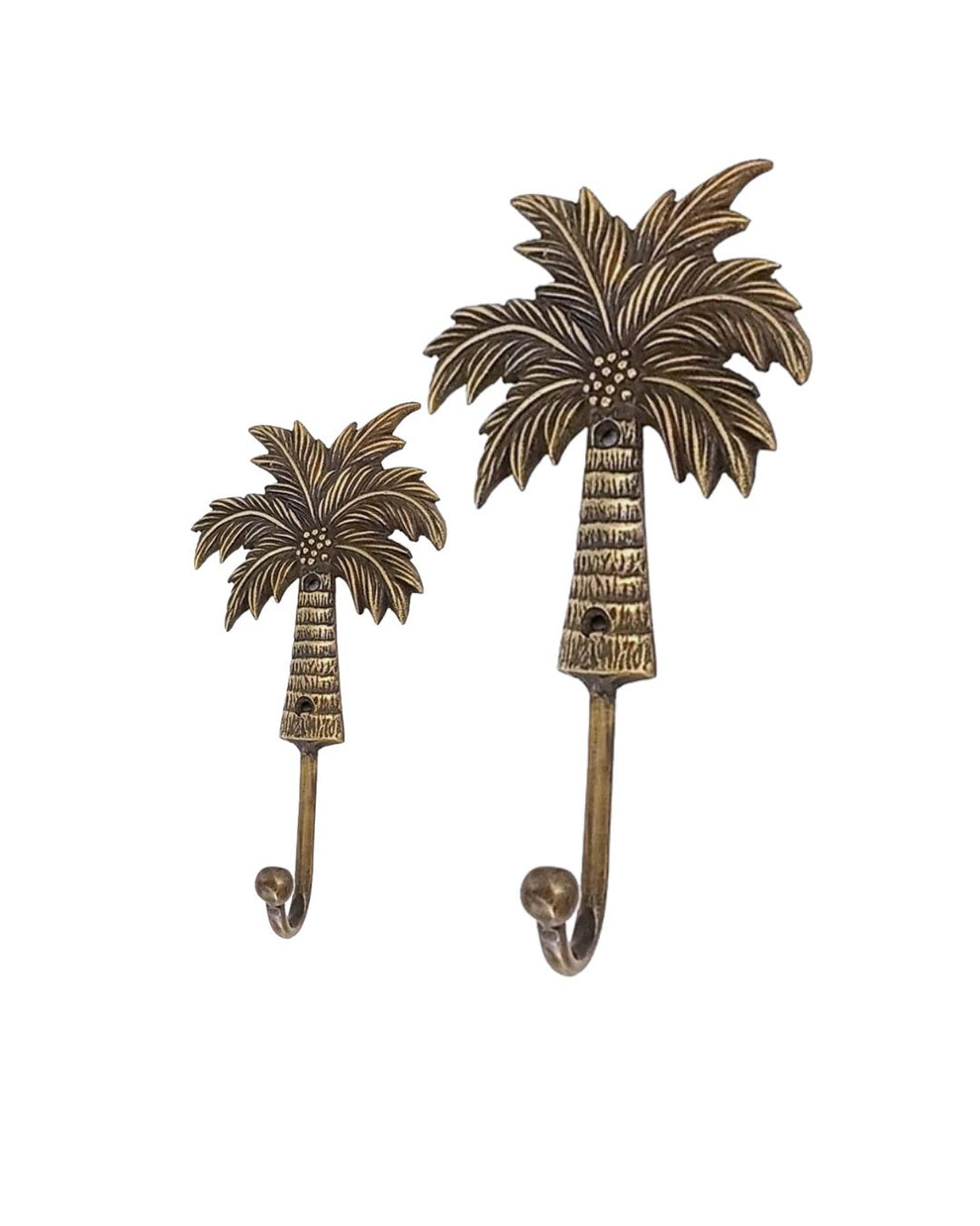 Antique Brass Coconut Palm Tree Hook – Coastal Brass Hook for Towels ...