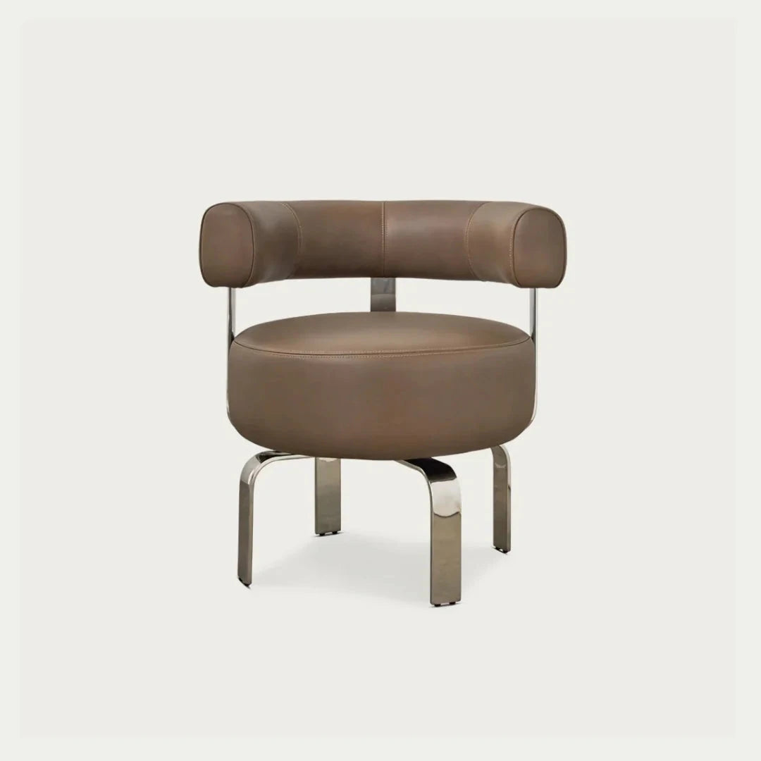 Elba Chair – Modern Taupe Leather Accent Chair with Chrome Frame ...