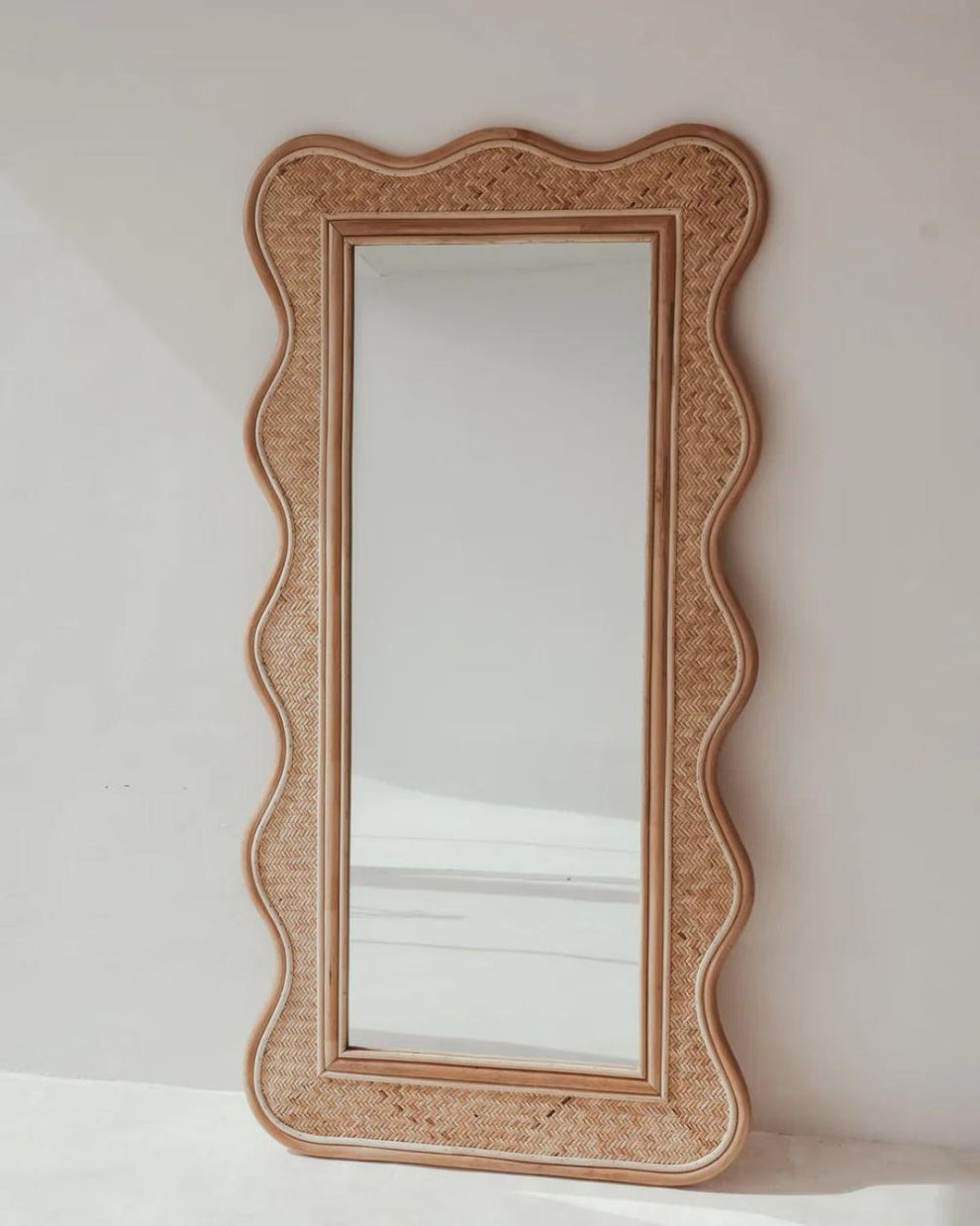 Large Teak & Rattan Floor Mirror - Sustainable, Full-Length Design ...