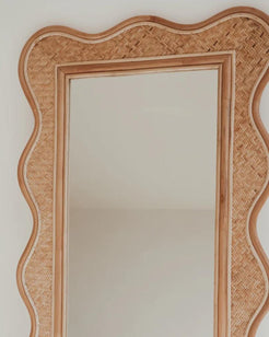 Large Teak & Rattan Floor Mirror - Sustainable, Full-Length Design ...