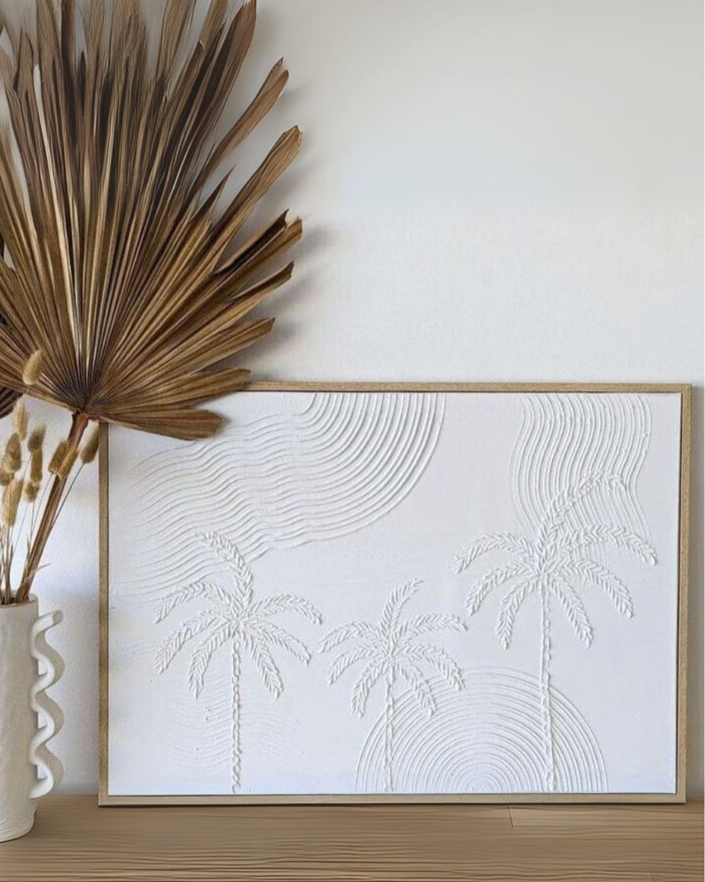 Textured Plaster Art Island Escape Palms - Handcrafted Coastal Wall Art ...